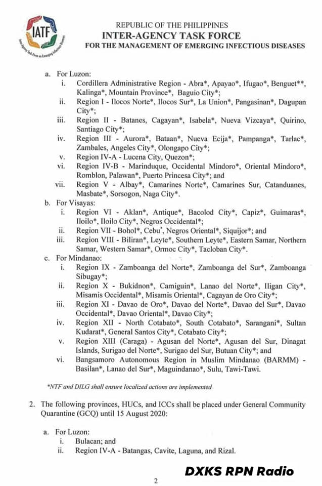 Malacañang Releases IATF Resolution No. 60 - Radio Philippines Network