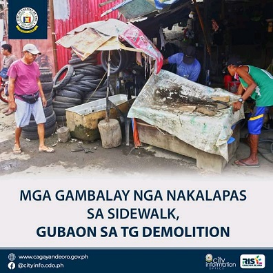 Cagayan de Oro: Mga gambalay nga nakalapas sa sidewalk, gubaon sa TG demolition - Radio ...
