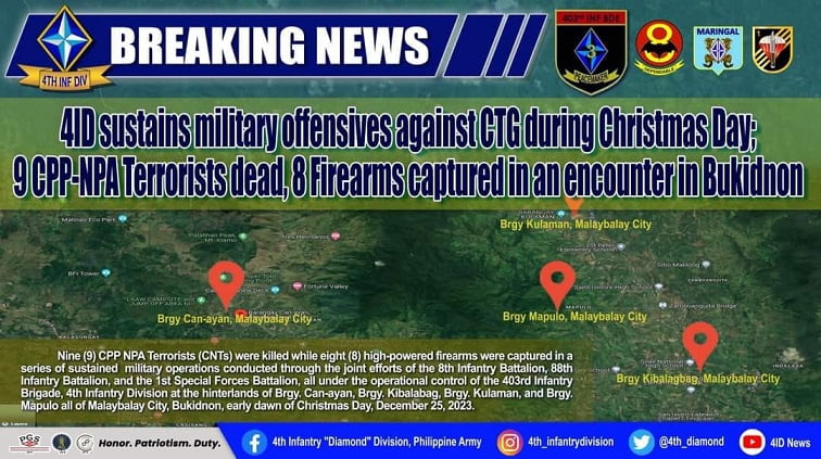 Surigao: 4ID sustains military offensives against CTG during Christmas ...