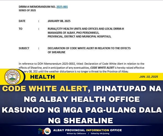 Iriga: Code White Alert, ipinatupad na ng Albay Health Office kasunod ng mga pag-ulang dala ng ...