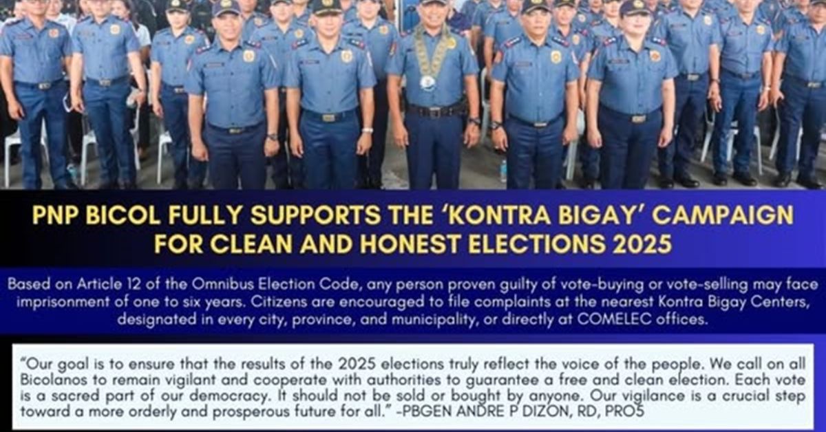 Iriga: PNP BICOL FULLY SUPPORTS THE ‘KONTRA BIGAY’ CAMPAIGN FOR CLEAN ...